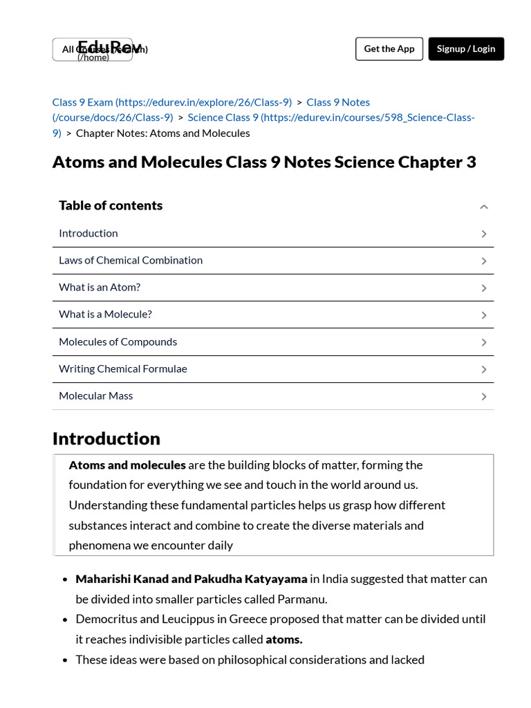 Atoms and Molecules | PDF