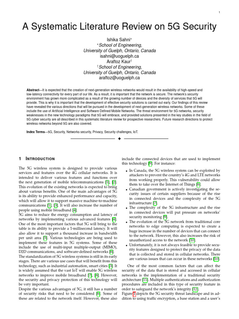 5G Security: A Systematic Review | PDF | Computer Security | Security