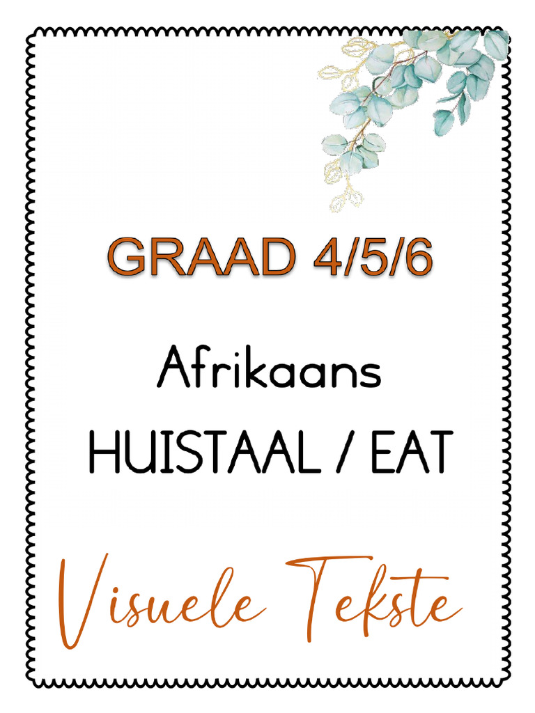 Visuele Tekste Afrikaans Huistaal en Eat | PDF