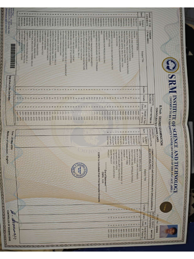 Graduation Marksheet | PDF