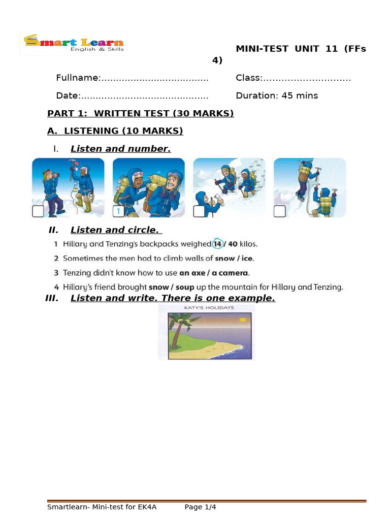 mini test UNIT 11-FA4 | PDF