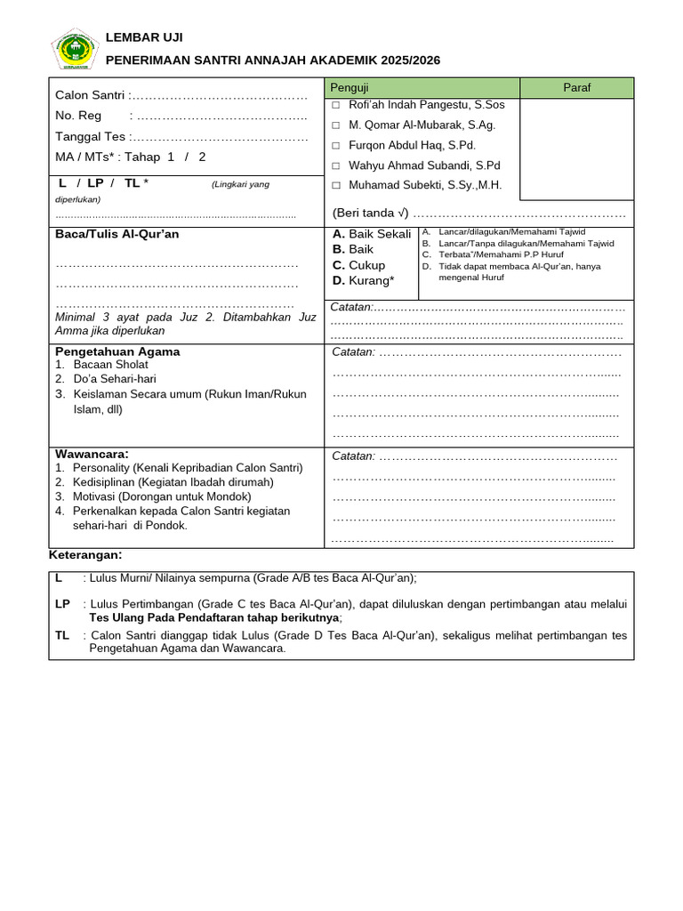 Lembar Uji | PDF