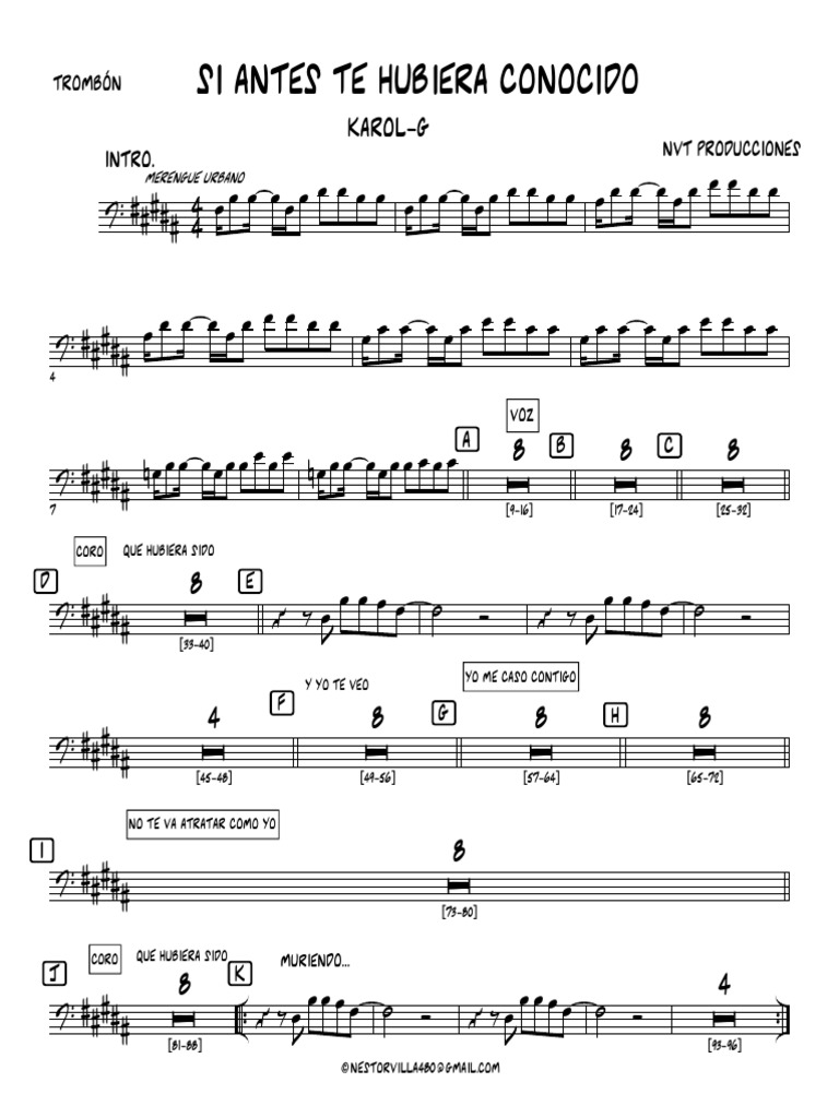 SI ANTES TE HUBIERA CONOCIDO - Trombón | PDF