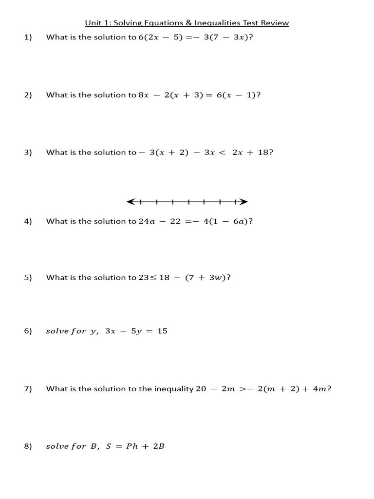 Algebra Unit 1 Review | PDF