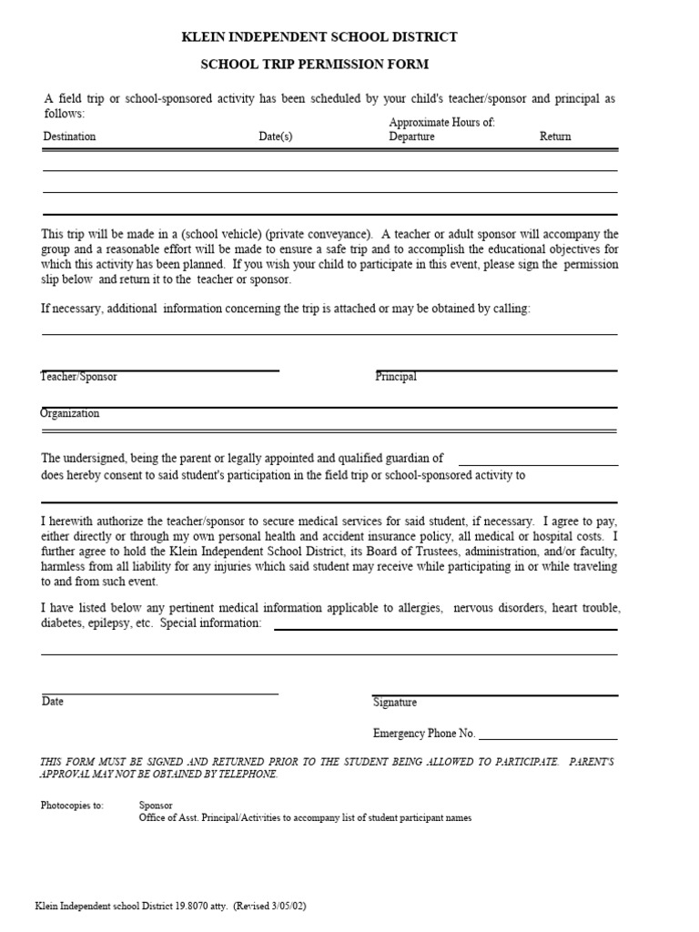 School Trip Permission Form | PDF