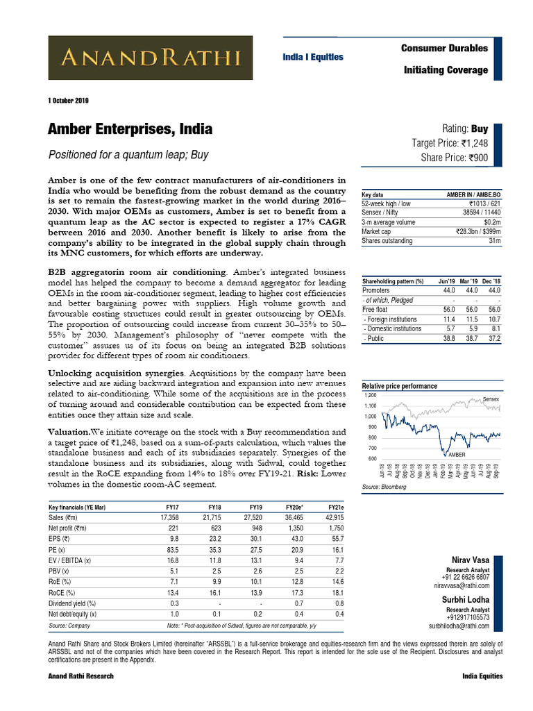 Anand Rathi Securities AMBER@in Amber Enterprises, India - Positioned ...