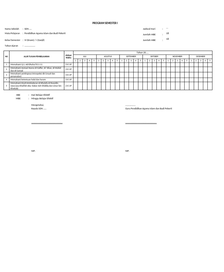 PROSEM KELAS 6 GANJIL TAHUN 2024-2025 | PDF