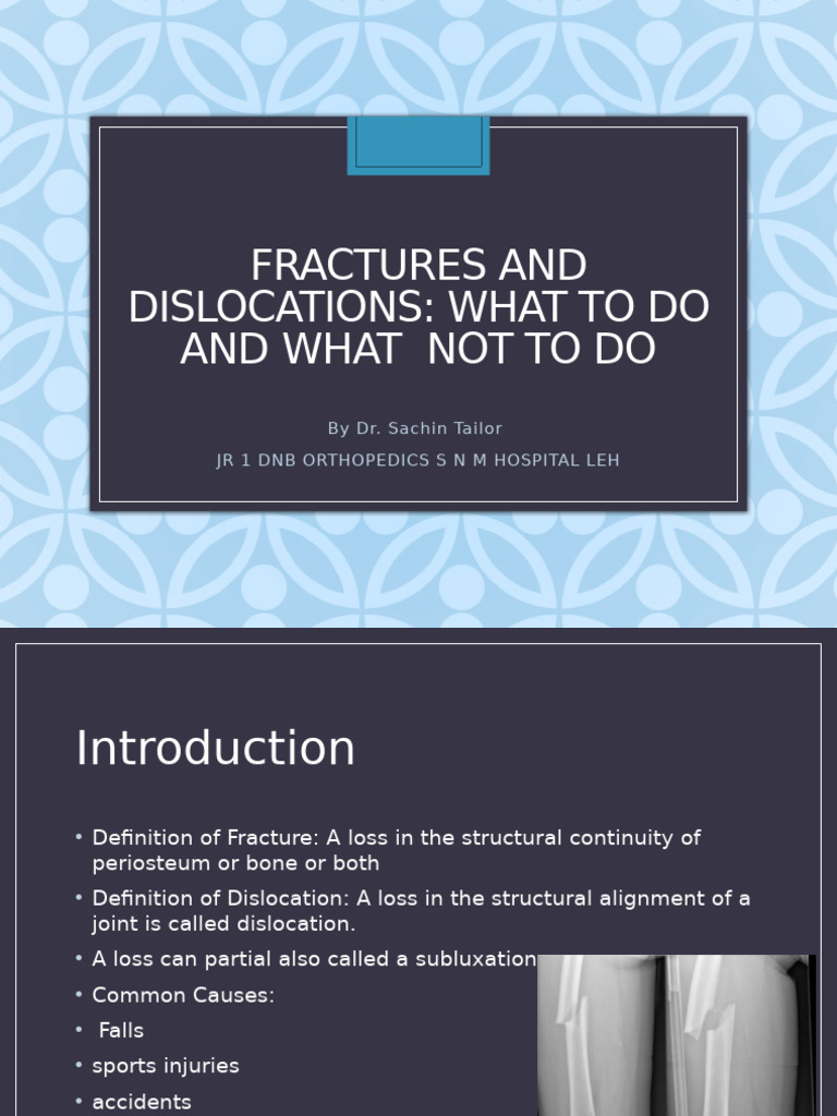 Fractures and Dislocations | PDF | Surgical Specialties | Clinical Medicine