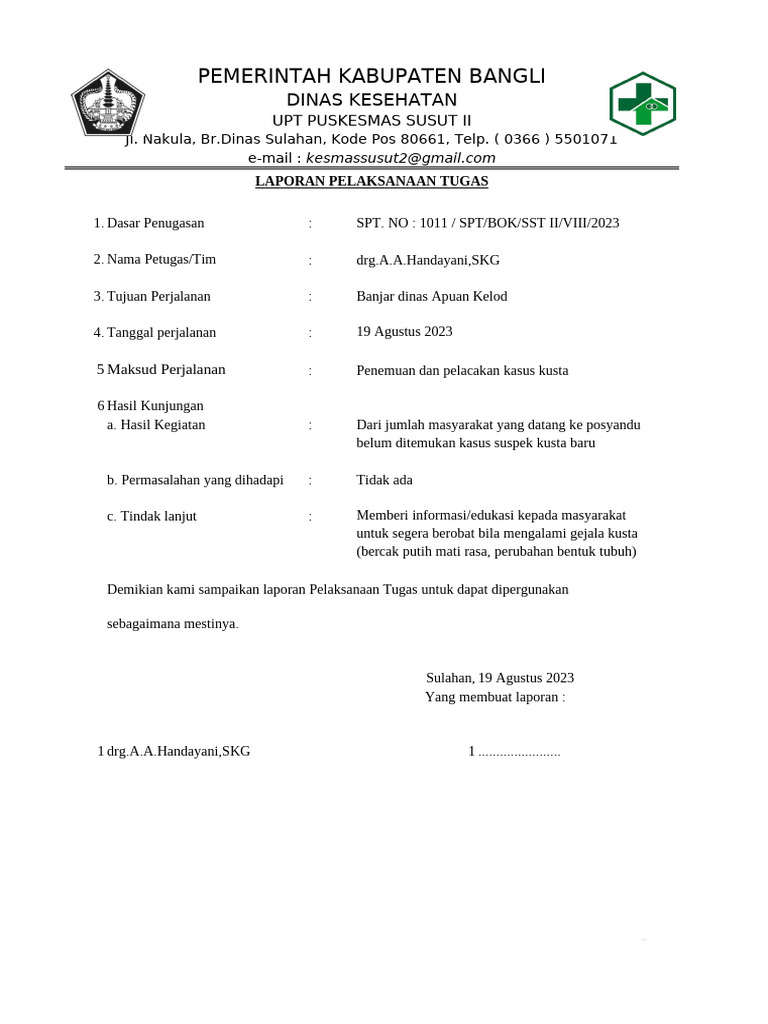 Lap Hasil Kegiatan Bok Kusta 2023 Fix | PDF