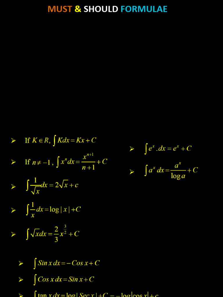 INDEFINITE INTEGRATION FORMULAS | PDF