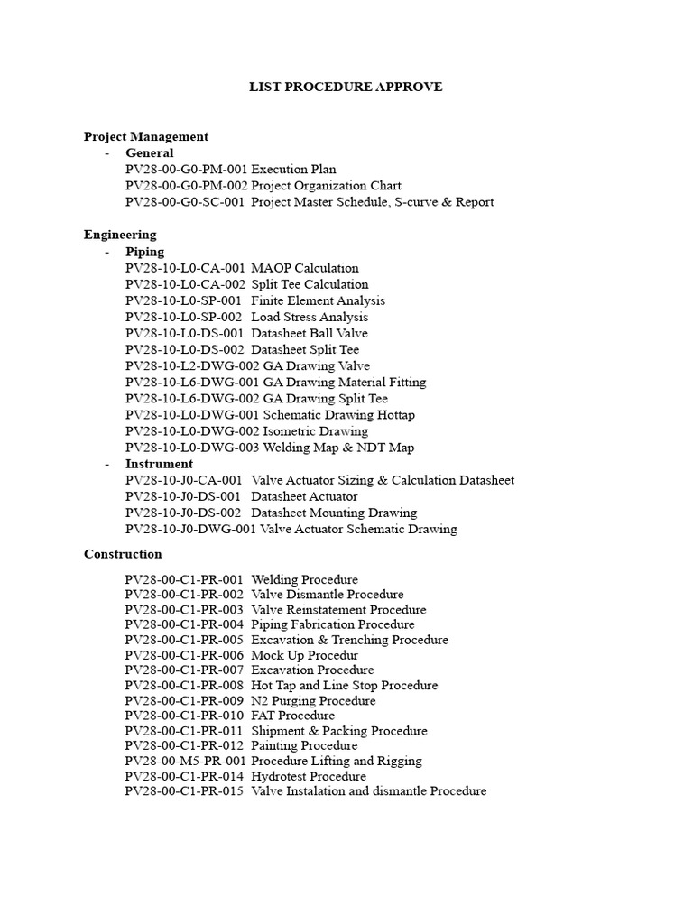 Project Management and Engineering Procedures | PDF | Valve ...