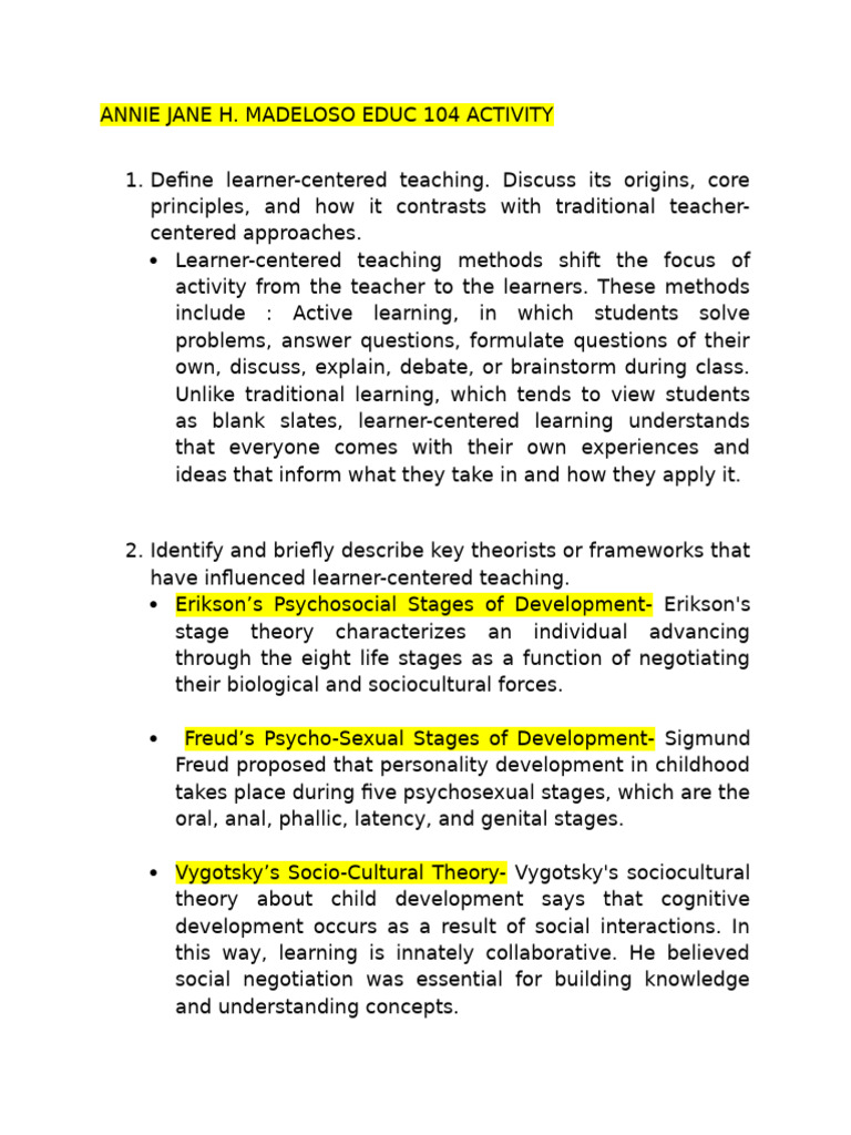 Educ 104 Madeloso Activity | PDF | Cognitive Development | Learning