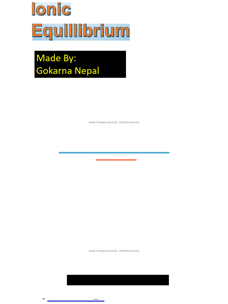 Ionic Equilibrium | PDF | Acid | Salt (Chemistry)