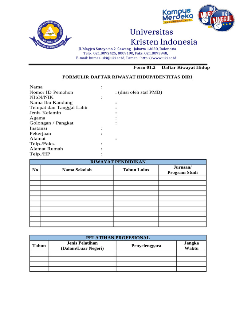 Form PMB-01.2 Daftar Riwayat Hidup | PDF