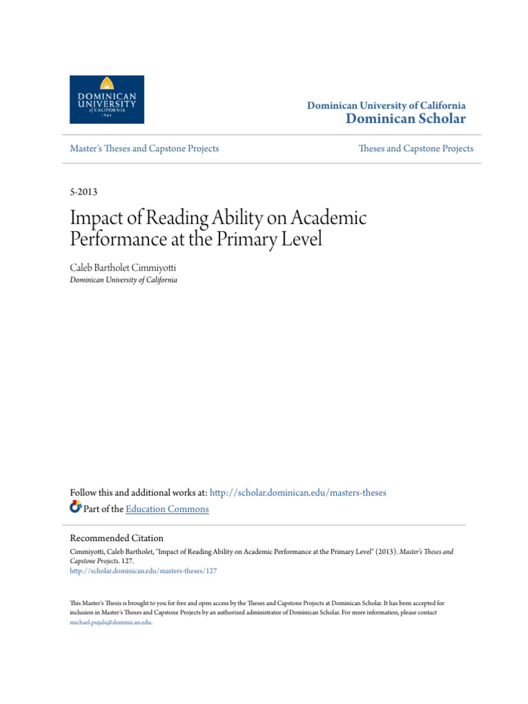 Reading Ability's Impact on Academic Performance | PDF | Reading ...
