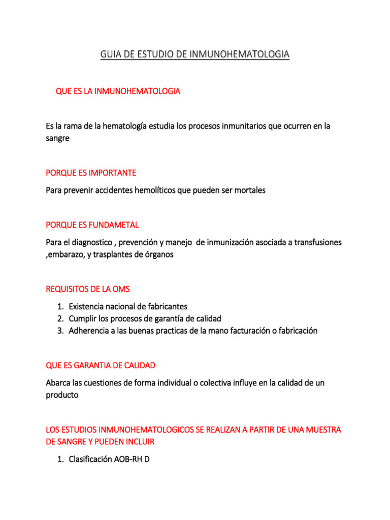 Guía de Inmunohematología y Calidad | PDF | Especialidades Medicas