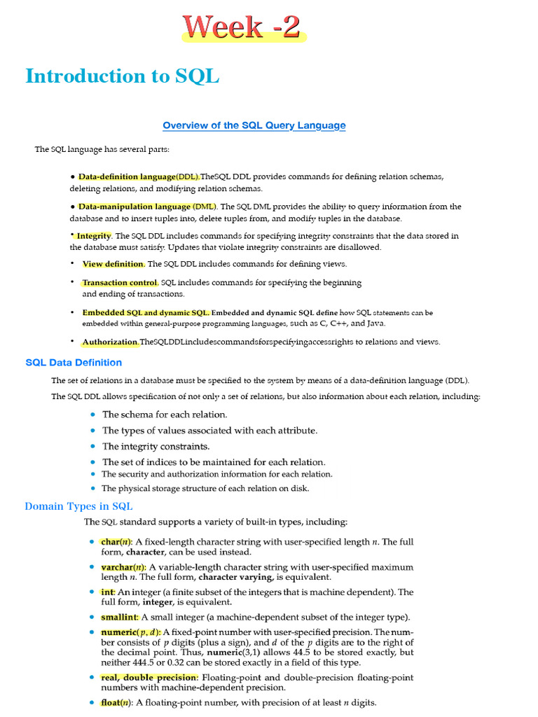 Week2 & 3(part 1) | PDF | Sql | Databases