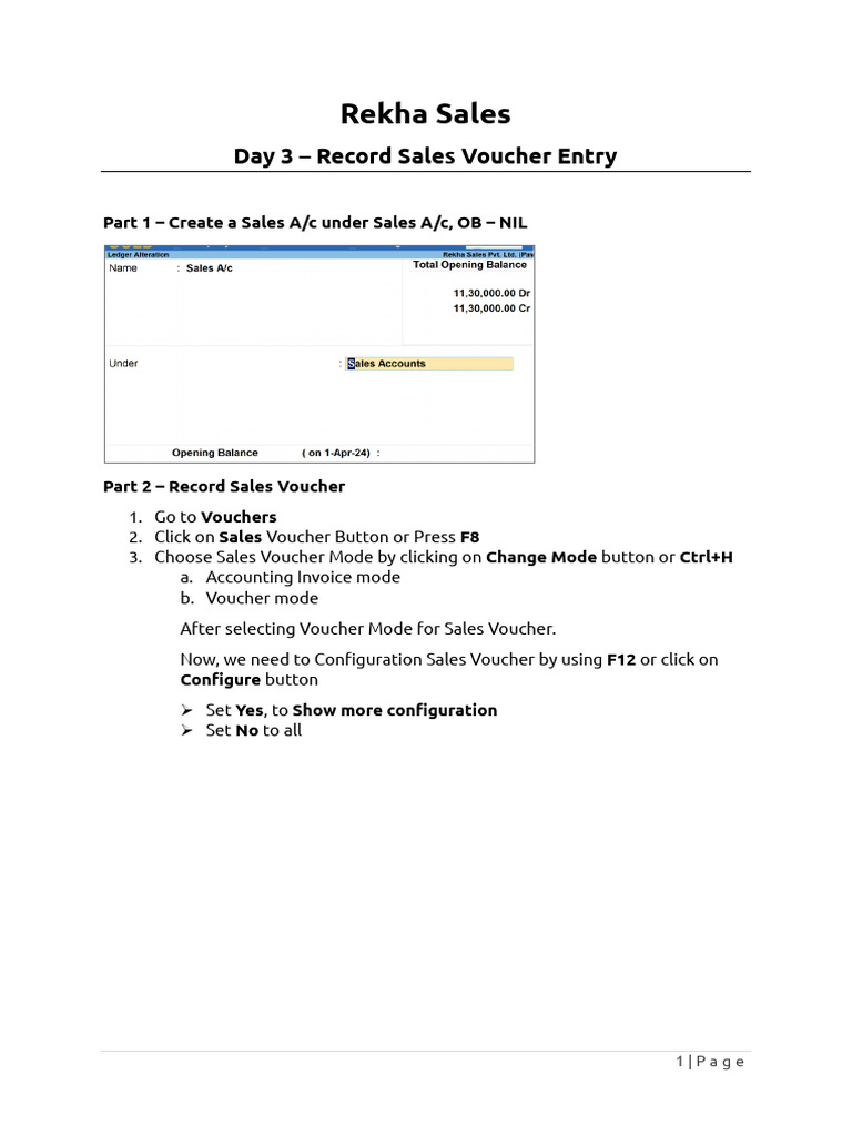 Sales Voucher Entry Guide | PDF