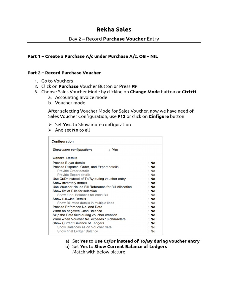 Steps to Record Purchase Voucher Entry in Rekha Sales | PDF