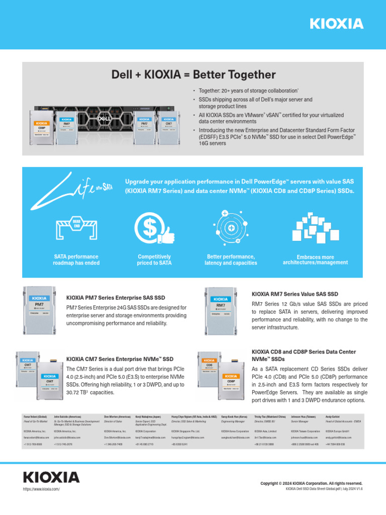 KIOXIA Dell Technologies SSD Data Sheet Global V1.6 2024-07 | PDF ...