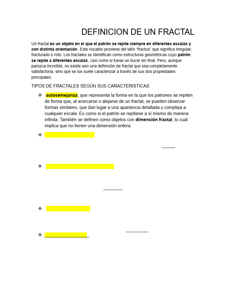 Definición y Tipos de Fractales | PDF | Fractal | Matemáticas