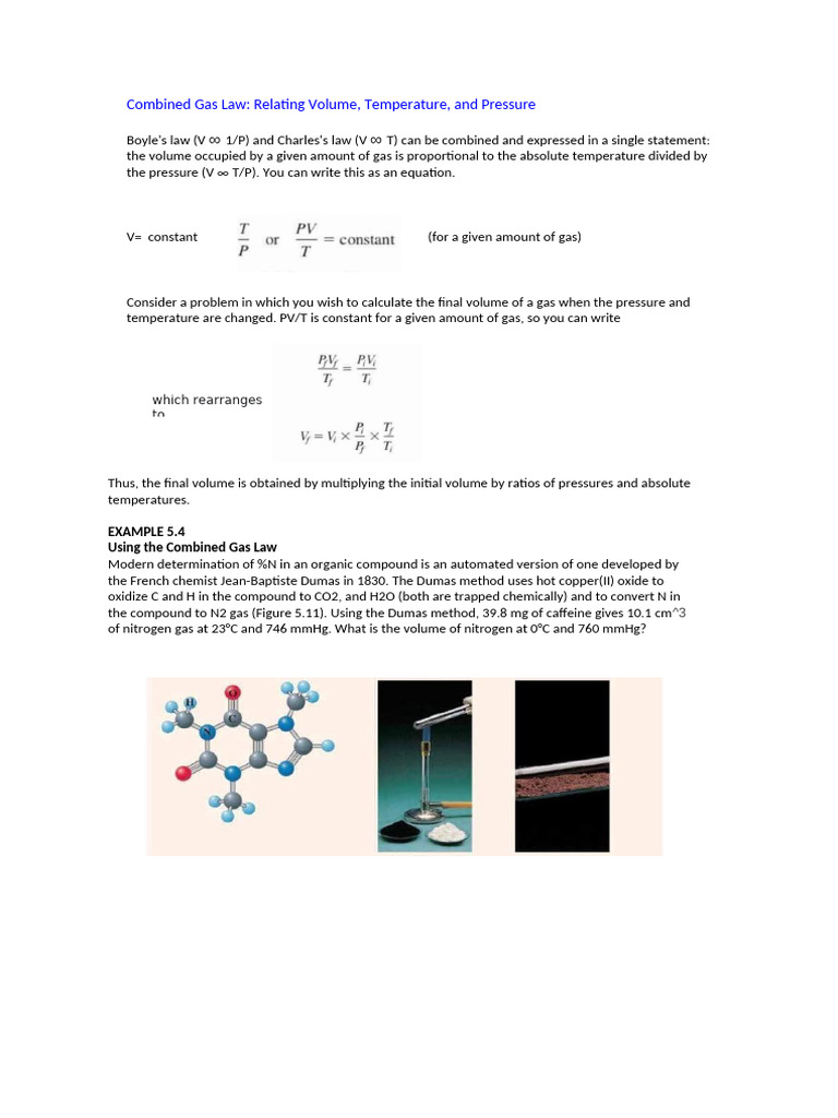 Combined Gas Law | PDF | Gases | Mole (Unit)