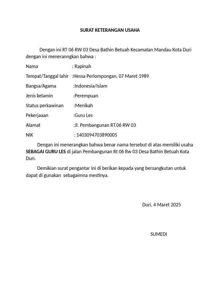 Surat Ijin Usaha | PDF