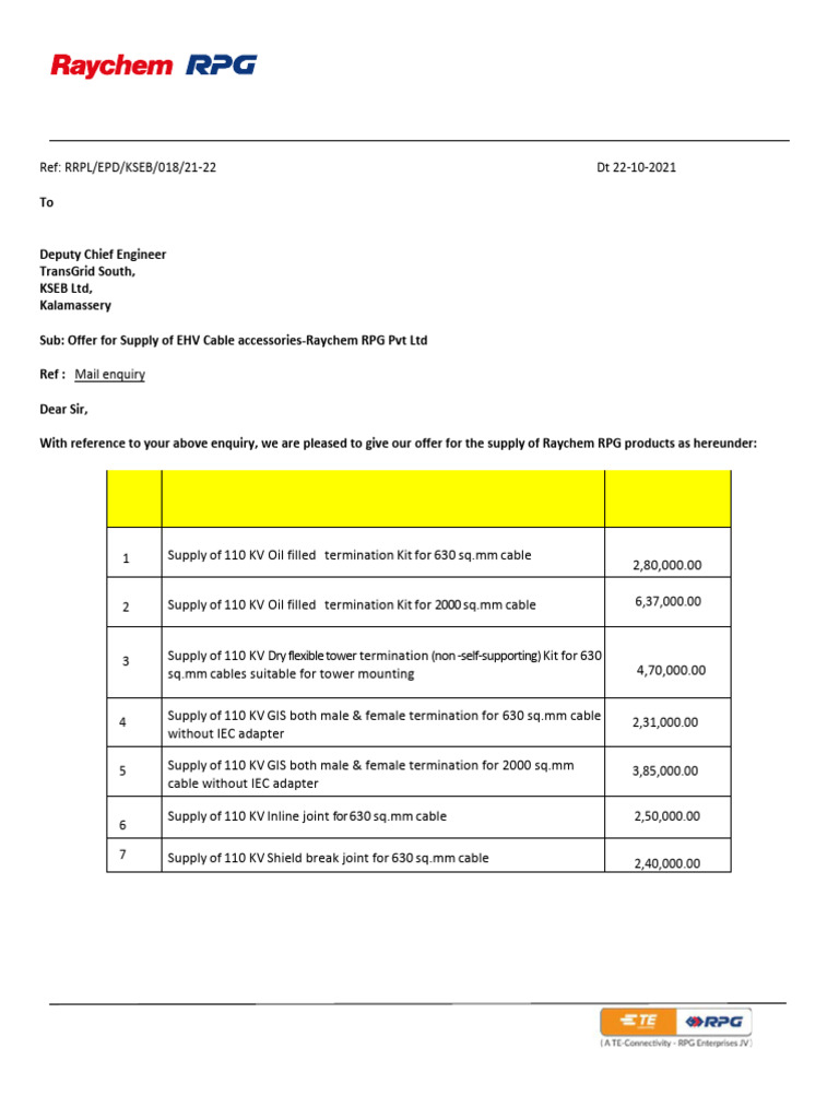 RPG RAYCHEM Termination Kit | PDF | Electric Power