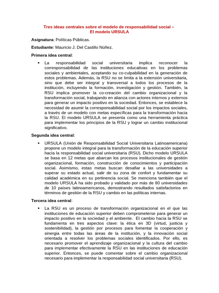 Modelo URSULA: Transformación RSU | PDF | Institución | Aprendizaje
