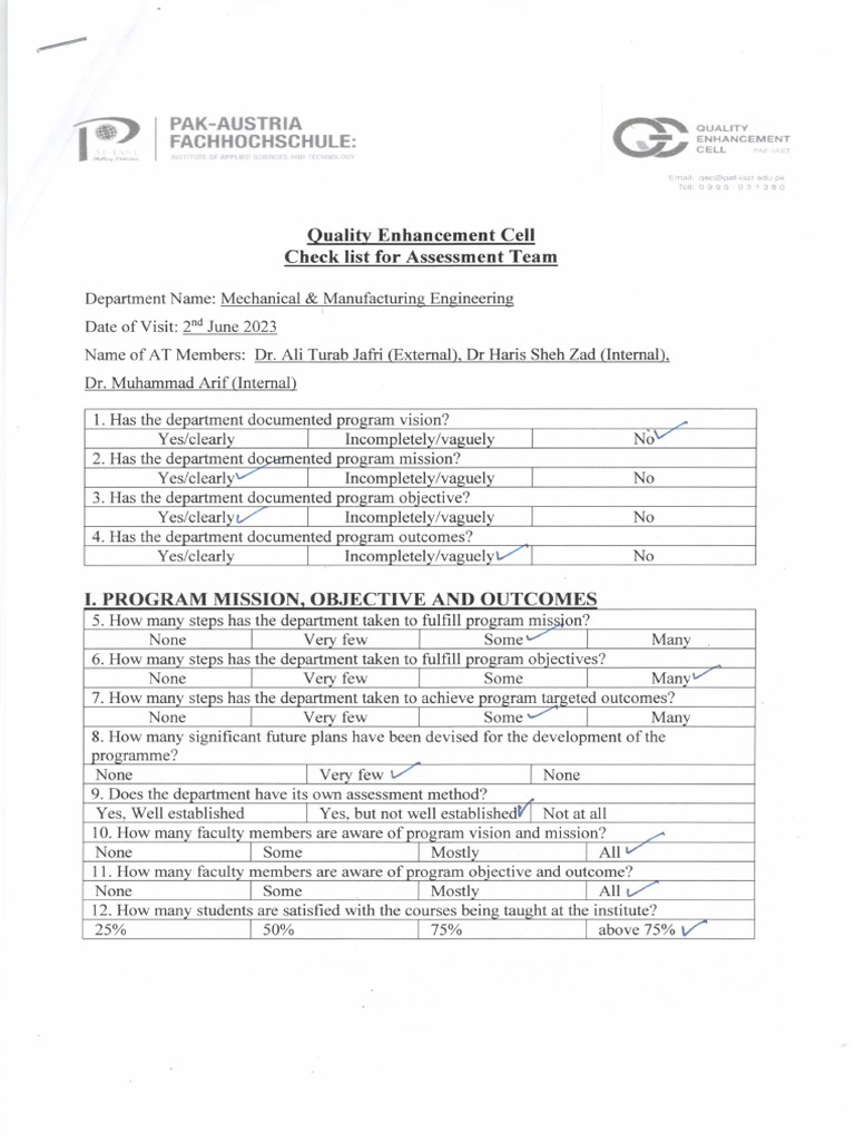 Paf-Iast Qec Check List | PDF