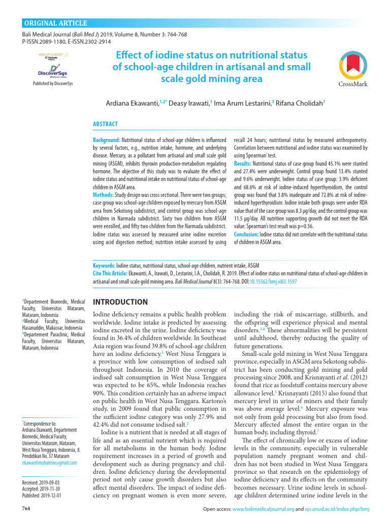 Effect of Iodine Status On Nutritional Status of School-Age Children in ...