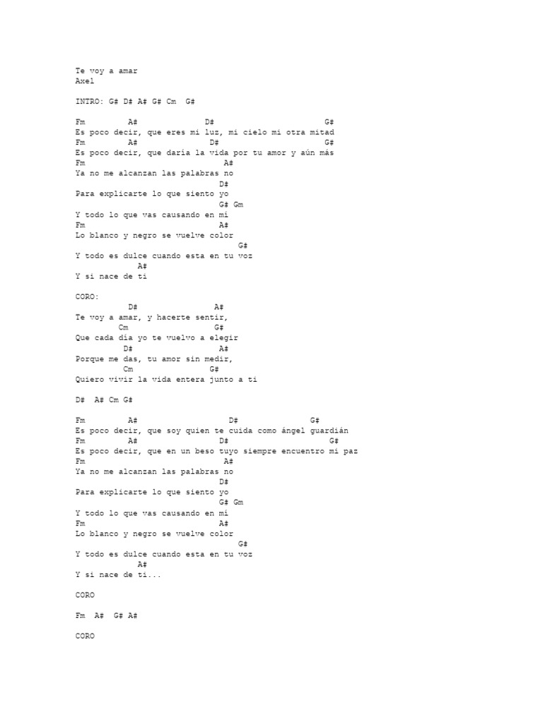 "Te Voy a Amar: Letra de Axel" | PDF