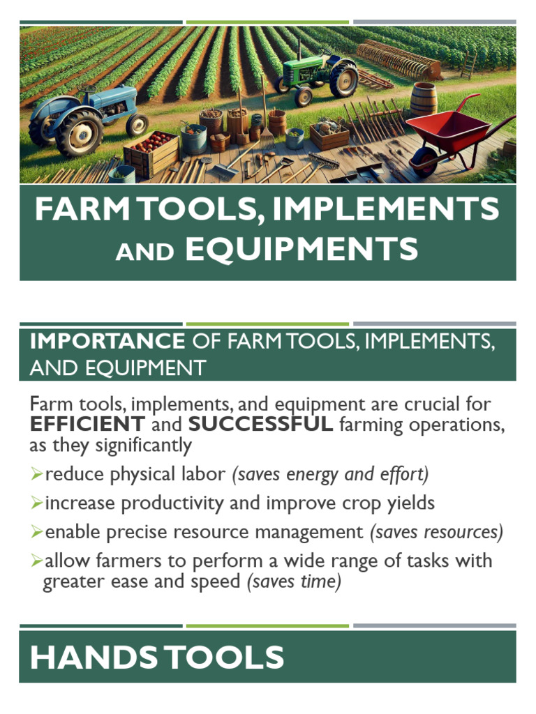 Farm Tools, Equipments and Implements2 | PDF | Agricultural Machinery ...