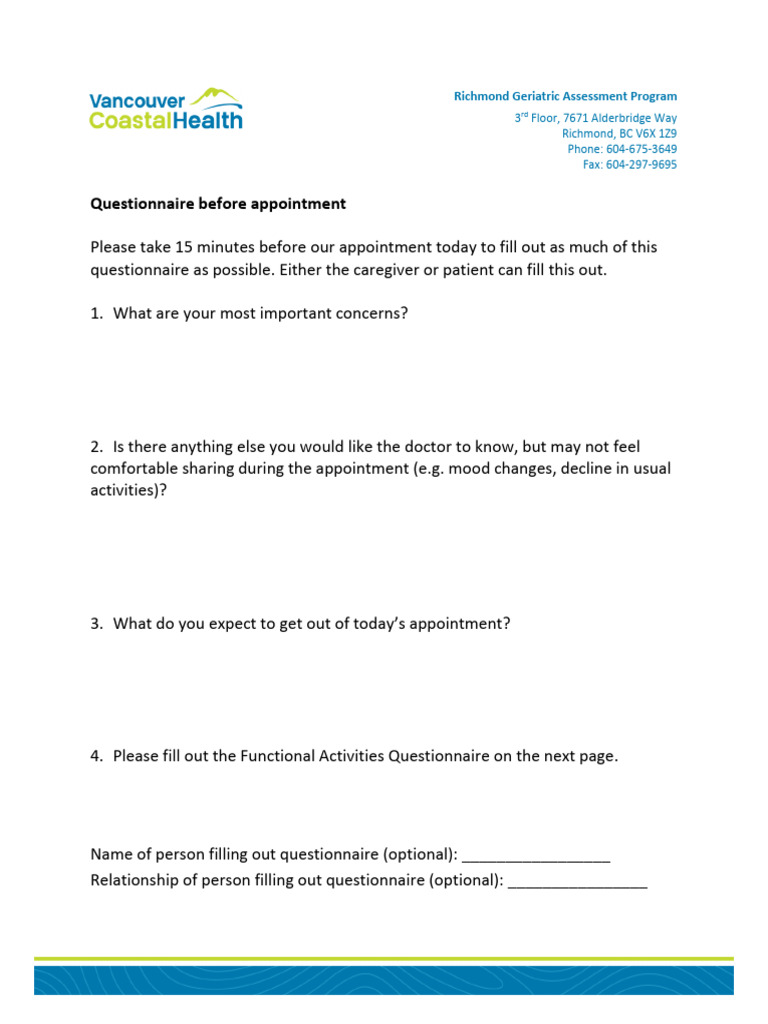 Functional Activities Questionnaire Pdf Dementia Geriatrics