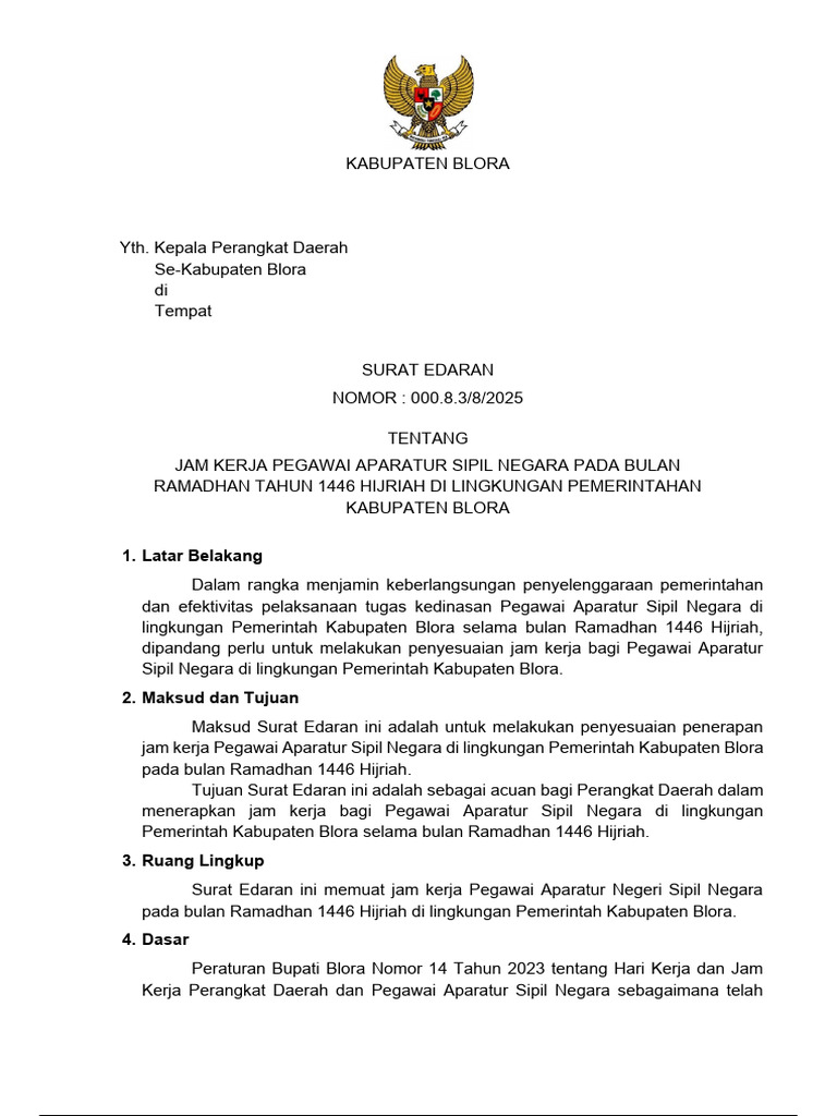 20250226132446surat Edaran Jam Kerja Ramadhan 2025 | PDF