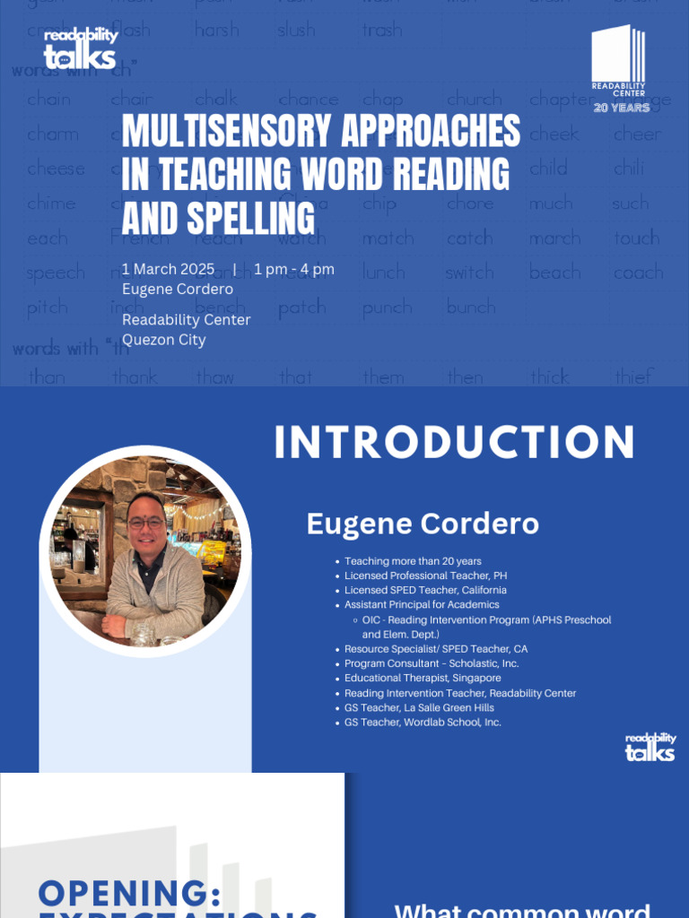 Multisensory Approaches in Word Reading and Spelling - March 1 2025 ...