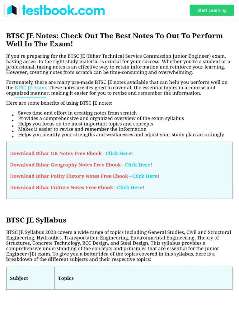 BTSC JE Notes_ Check Out the Best Notes to Out to Perform Well in the ...