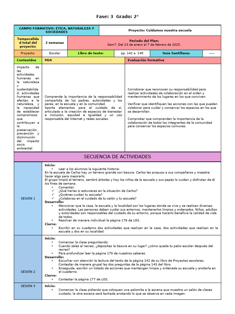 Proyecto-Cuidamos Nuestra Escuela 2° | PDF | Escuelas | Entorno natural