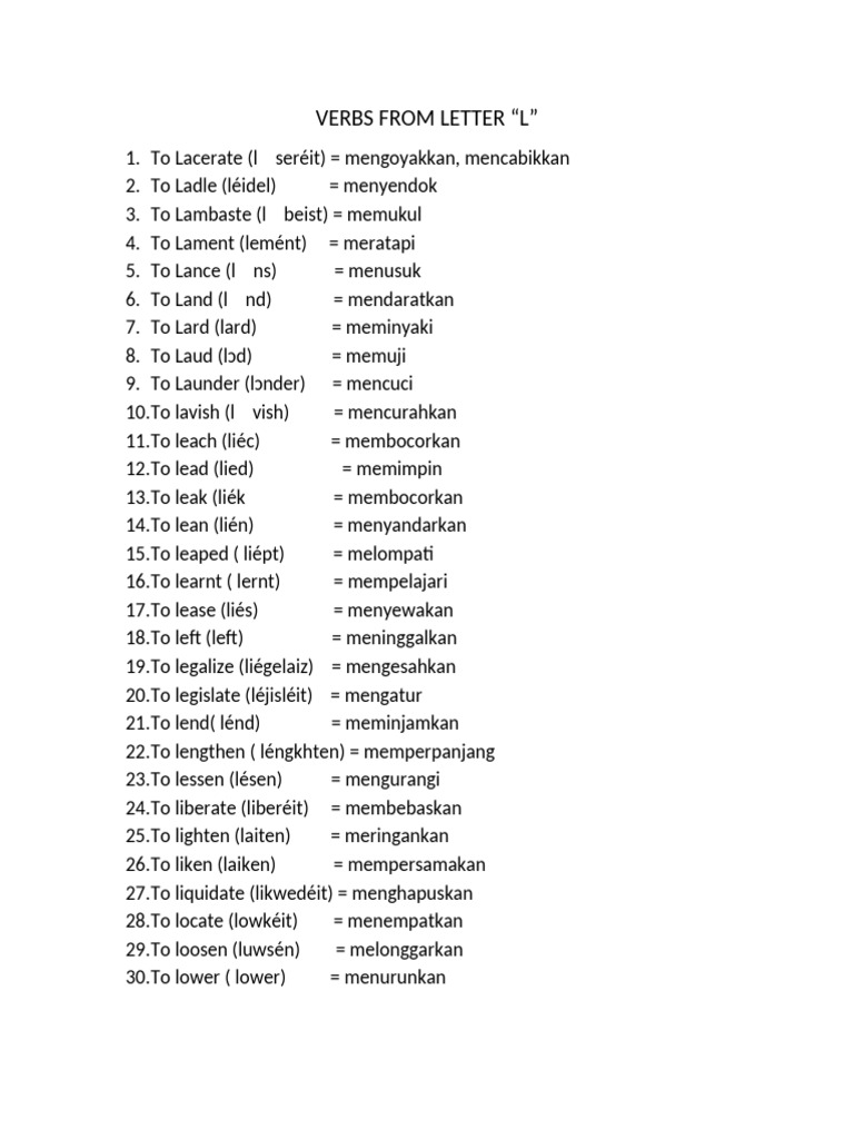 Verbs From Letter | PDF