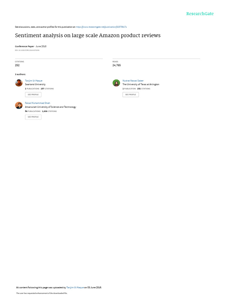 F Sentiment Analysis On Large Scale Amazon Product Review | PDF | Support Vector Machine | Part ...