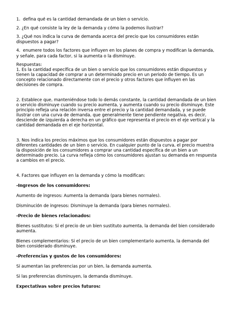 Cantidad Demandada | PDF | Oferta y demanda | Precios