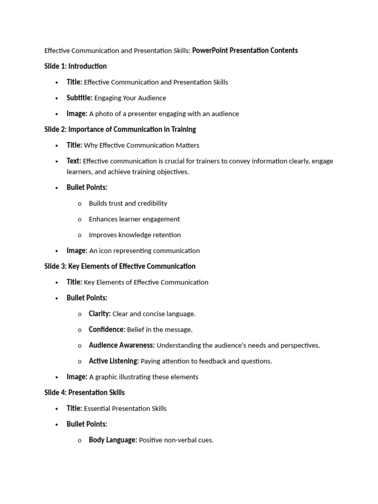 Effective Communication and Presentation Skills PowerPoint Presentation Contents | PDF ...