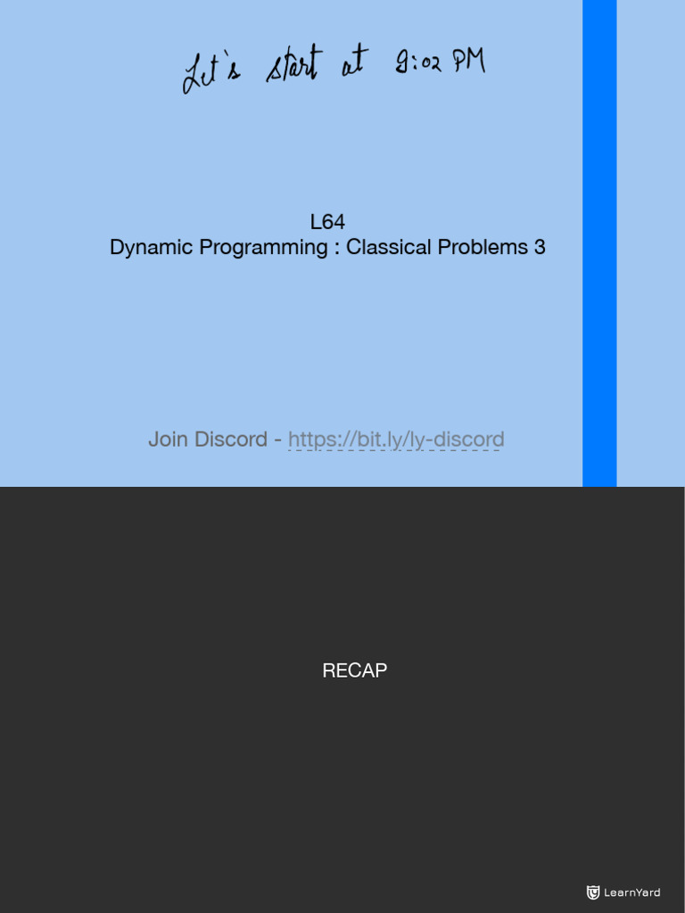 L64 - Dynamic Programming - Classical Problems 3 | PDF | Algorithms ...