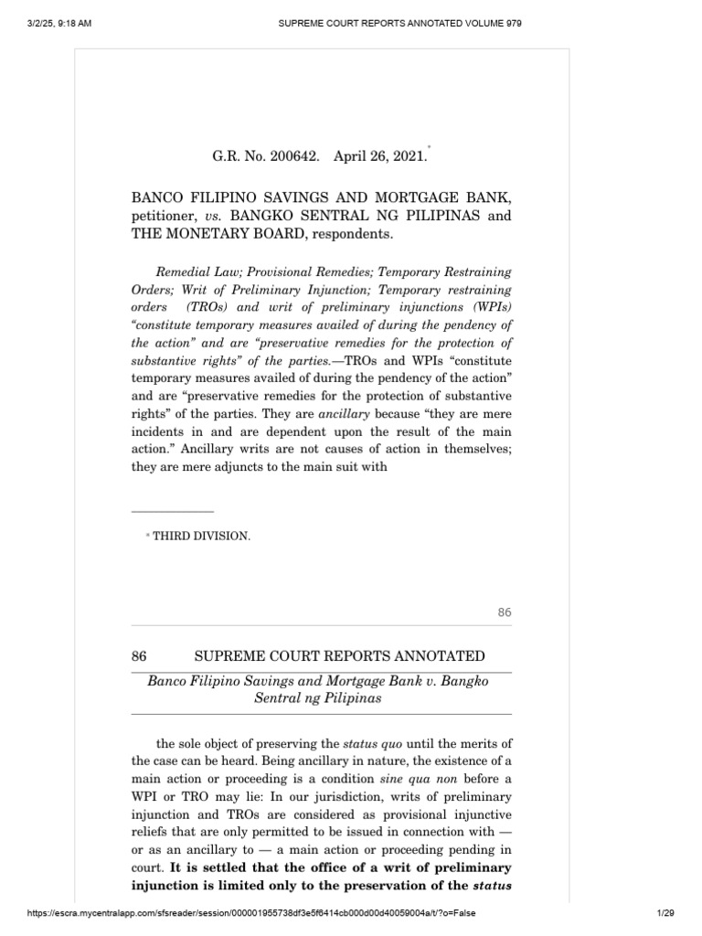 24 Banco Filipino vs Bangko Sentral | PDF | Injunction | Appeal