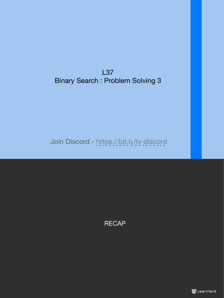 L37 - Binary Search - Problem Solving 3 | PDF | Algorithms And Data Structures | Theoretical ...