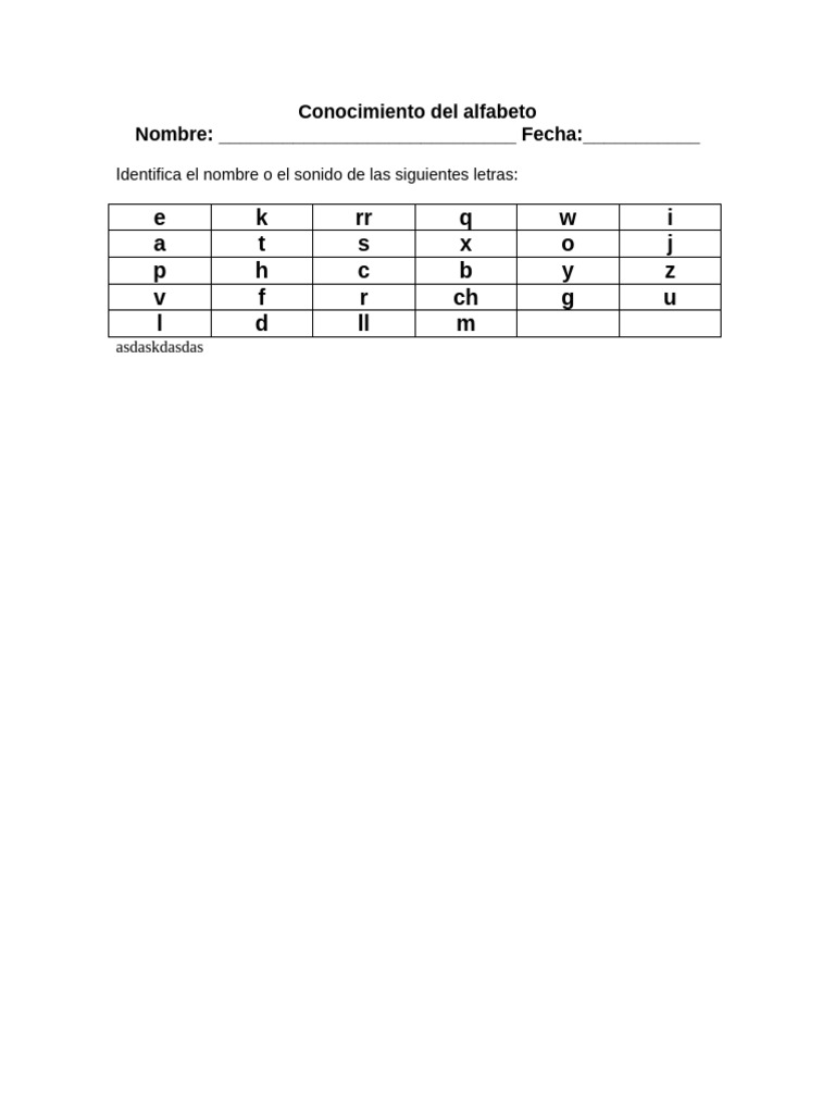 Identificación de letras del alfabeto | PDF