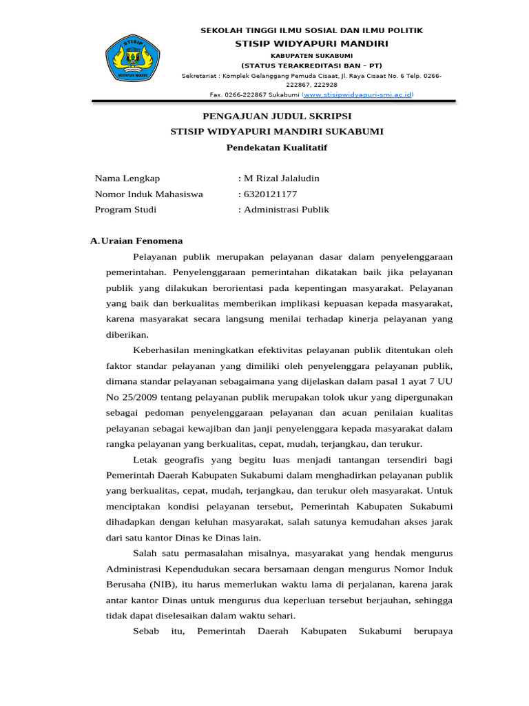 Pengajuan Judul Kualitatif MPP | PDF