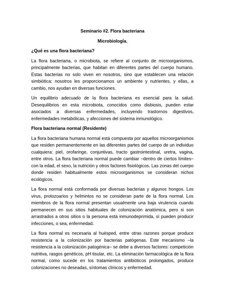 Microbiologia. Seminario#2 Flora Bacteriana | PDF | Las bacterias ...