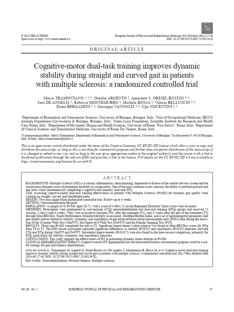 Cognitive-Motor Dual-Task Training | PDF | Balance (Ability) | Physical Therapy