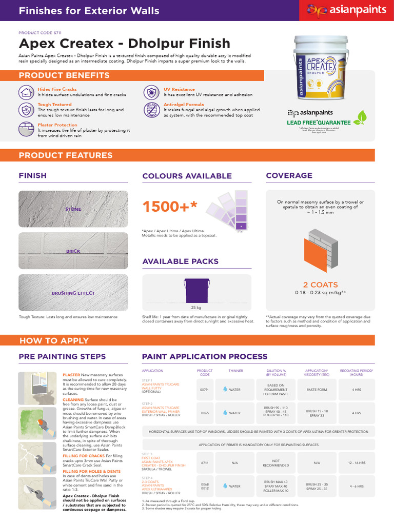 Apex Createx Dholpur Finish Guide | PDF | Paint | Masonry